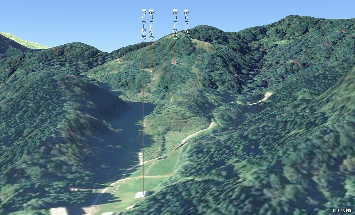 上百瀬地すべり地の鳥瞰図: Dr.kobaの「森林情報管理学」講座